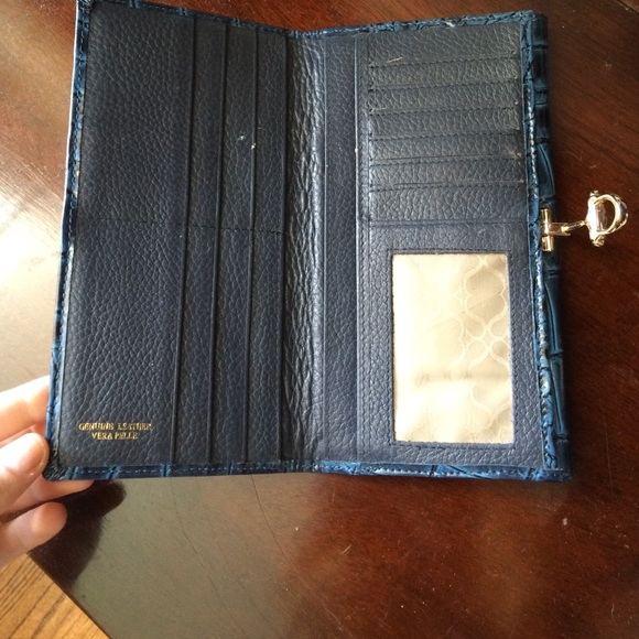 Vera Pelle | Bags | Vera Pelle Blue Leather Wallet | Poshmark