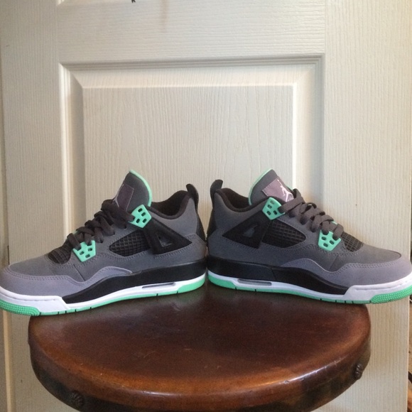 Jordan | Shoes | Size 4y Air Jordan Retro 4 Green Black Grey | Poshmark
