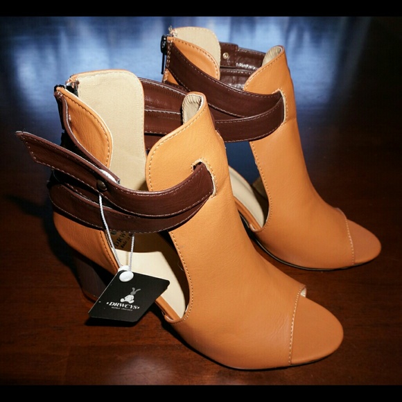 Boutique | Shoes | Tan Chunky Heel Peeptoe Booties | Poshmark