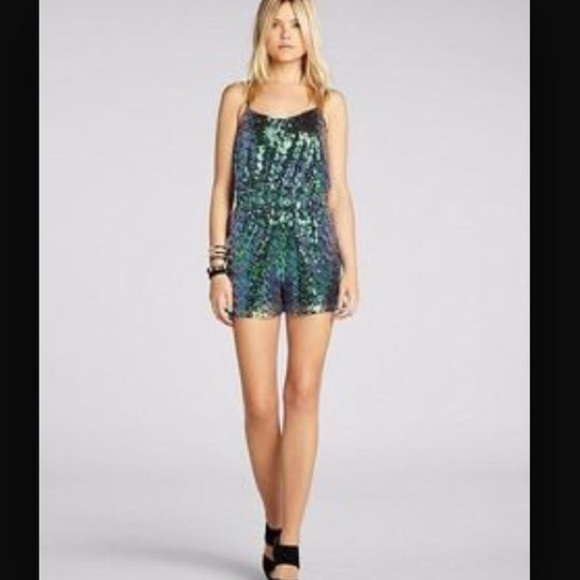BCBG | Dresses | Sequin Green Blue Romper Party Dress Vegas New | Poshmark