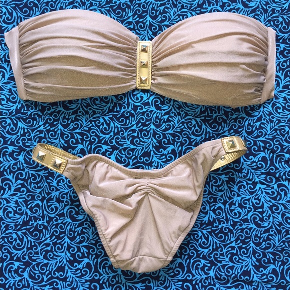 Despi | Swim | Despi Gold Bikini With Studs Top L Bottom Xs | Poshmark