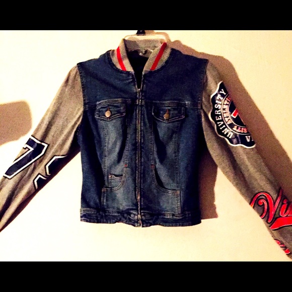 Jackets & Coats | Vintage Letterman Style Jean Jacket | Poshmark
