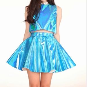 UNIF | Dresses | Iso Blue Pvc Two Piece | Poshmark