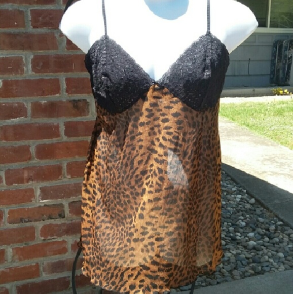 Avon | Tops | Leopard Print Black Lace Nighty 2x | Poshmark