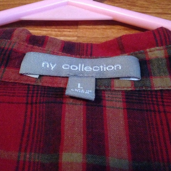 NY Collection | Tops | Ny Collection Sz Large Red Plaid Short Sleeve ...