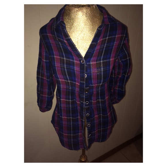 Tops | Multi Colored Plaid Flannel Top | Poshmark