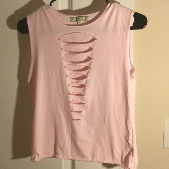 Tops | Rhine Stone Cut Up Tank Top | Poshmark