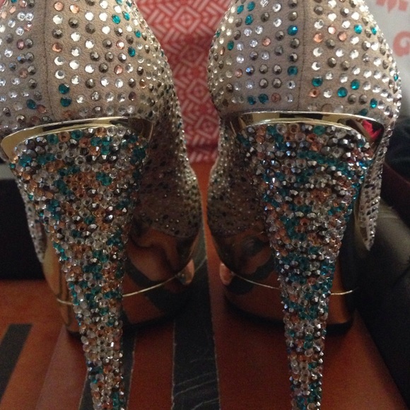 Shoes | Rhinestone Gold Heels | Poshmark