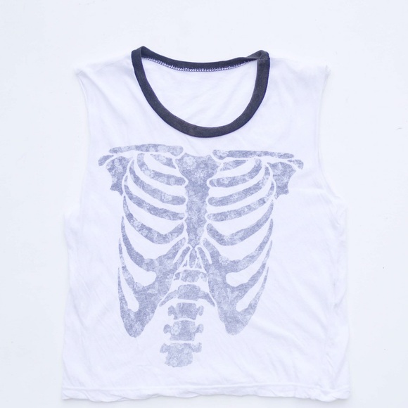 Brandy Melville | Tops | Brandy Floral Rib Cage Muscle Tee | Poshmark