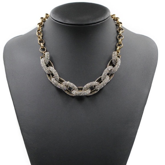 Hello Supply | Jewelry | Pave Stone Chain Link Necklace | Poshmark