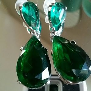 50% off Jewelry - Emerald green colored glass drop earrings. from Cathi ...