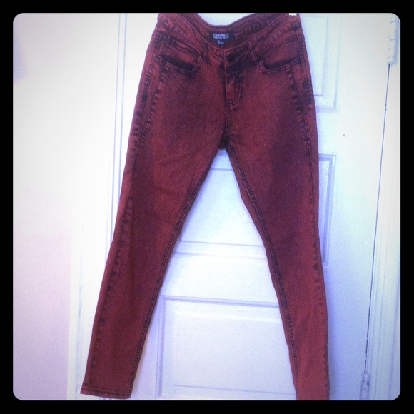 Forever 21 | Jeans | Red Acid Wash Skinny Jeans | Poshmark