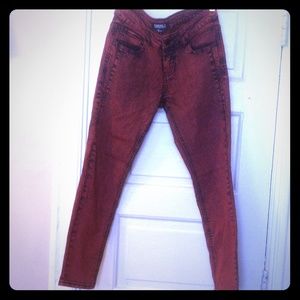 Forever 21 | Jeans | Red Acid Wash Skinny Jeans | Poshmark