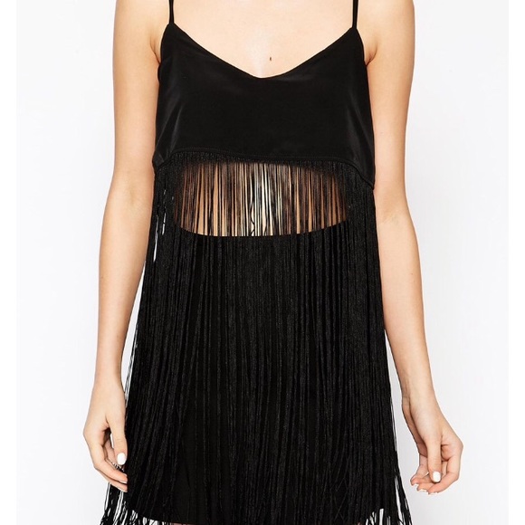 Tops | Black Fringe Bathing Suit Swim Top Shirt Tassel | Poshmark