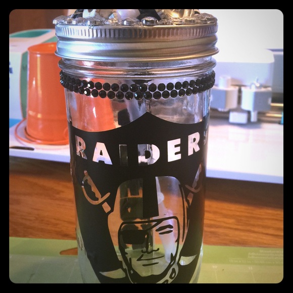 Other | Oakland Raiders Bling Top 24oz Mason Jar | Poshmark
