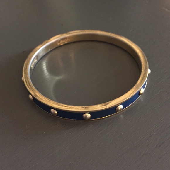 Coach | Jewelry | Navy Blue And Gold Studded Coach Bangle | Poshmark