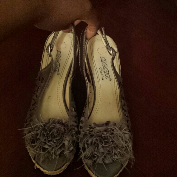 DbDk Fashion | Shoes | Grey Floral Cork Bottom Wedges | Poshmark