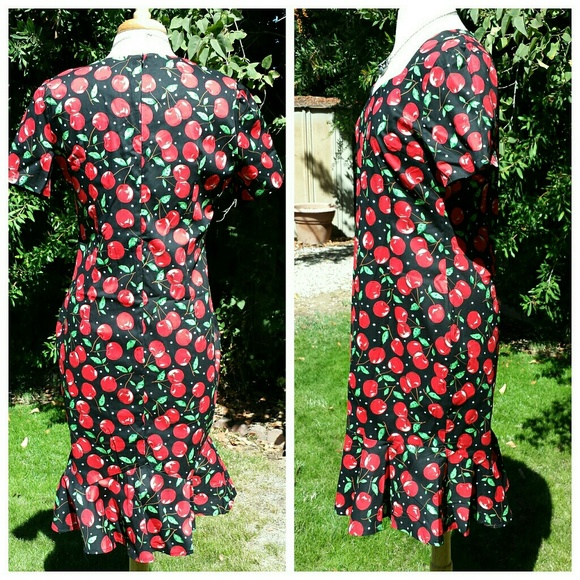 Vintage | Dresses | Vintage Cherry Print Ruffle Bottom Dress | Poshmark