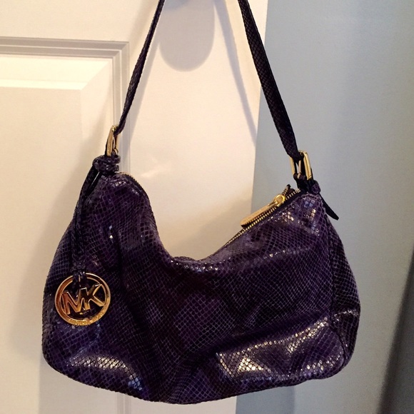 Michael Kors | Bags | Michael Kors Blue Snakeskin Handbag | Poshmark