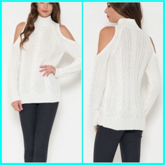 Sweaters - Gorgeous Open Shoulder Cable Knit Sweater
