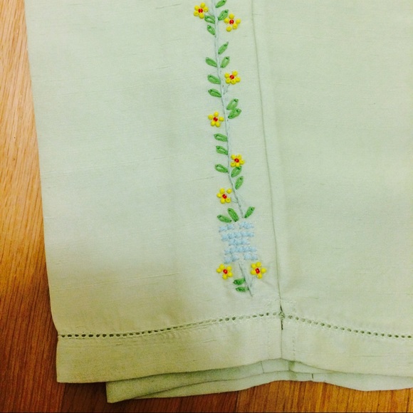 Lance Karese | Pants & Jumpsuits | Pale Green Capri Pantswside Floral ...