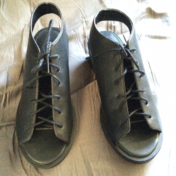Divided | Shoes | Rare Laceup Black Open Toed Heels | Poshmark