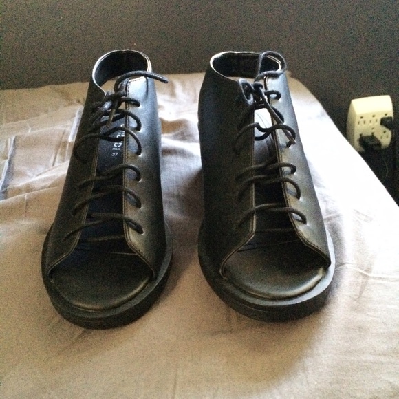 Divided | Shoes | Rare Laceup Black Open Toed Heels | Poshmark