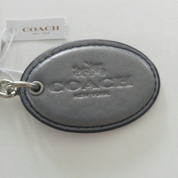 Coach | Accessories | Coach Grey Leather Keychain W Blue Stars On Back ...