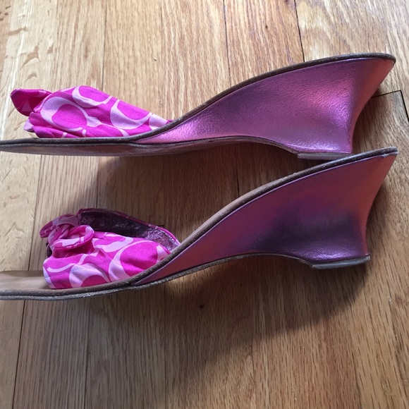Coach | Shoes | Hot Pink Bow Coach Wedges | Poshmark