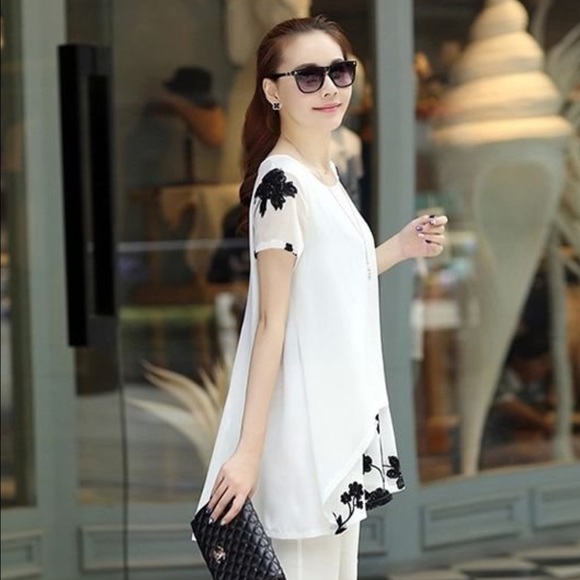 Tops | White Elegant Tunic Top | Poshmark