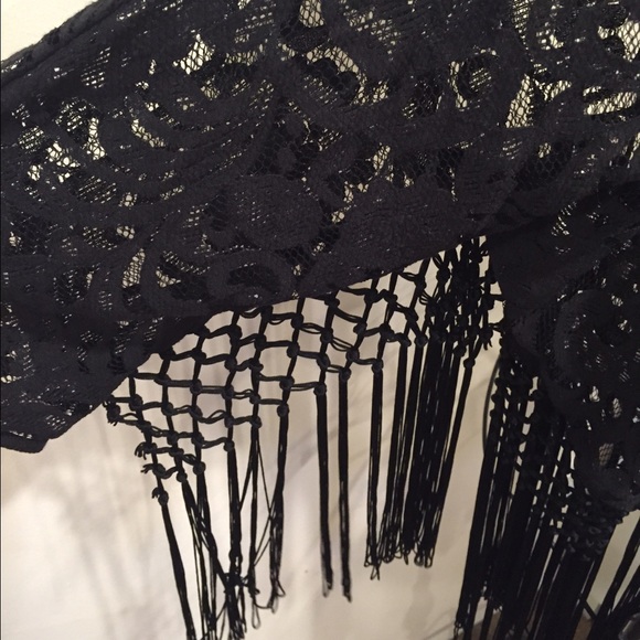 TCEC | Other | Black Lace Fringe Kimono | Poshmark
