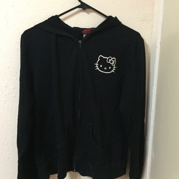 Sanrio | Jackets & Coats | Black Hello Kitty Zip Up Hoodie Jacket ...