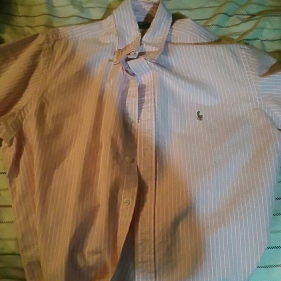 Polo by Ralph Lauren | Tops | White Pink Vertical Striped Button Up ...