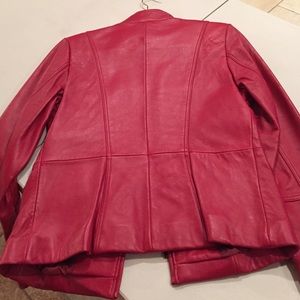 Liz Claiborne | Jackets & Coats | Red Leather Jacket Candy Apple Color ...