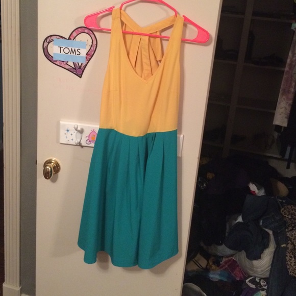 Dresses | Yellowturquoise Colorblock Dress | Poshmark