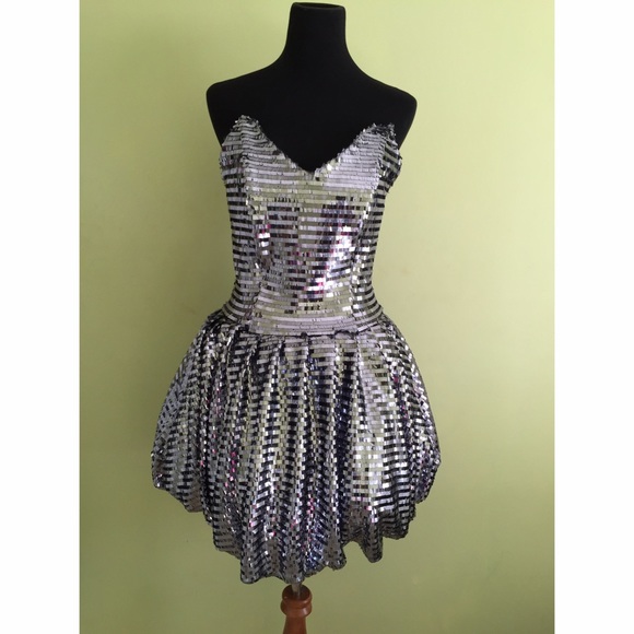 ASOS | Dresses | Rare Opulence Sequin Puffball Dress Uk 4 Us 12 | Poshmark