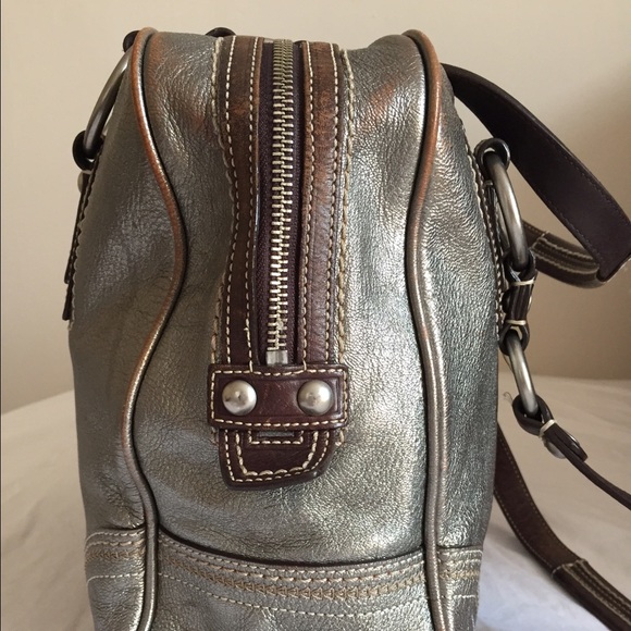 Coach | Bags | Coach Metallic Silver Satchel | Poshmark