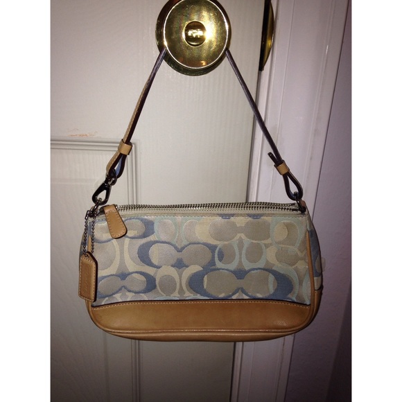 Coach | Bags | Light Blue Tan White Coach Mini Purse | Poshmark