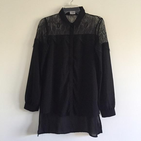 Tobi | Tops | Nwot Tobi High Low Blouse With Lace On Shoulders | Poshmark