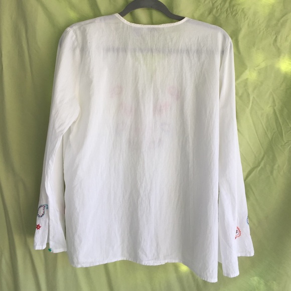 Unique Spectrum | Tops | Boho Peasant Embroidered Cotton Hippie Top ...