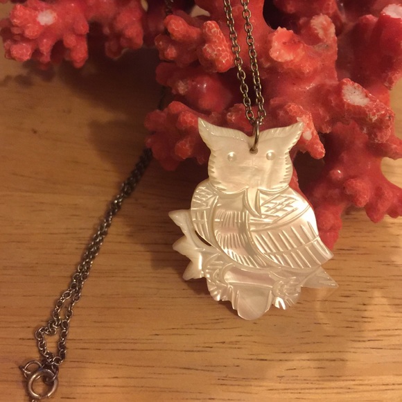 Mop | Jewelry | Vintage Engraved Mop Owl Necklace | Poshmark