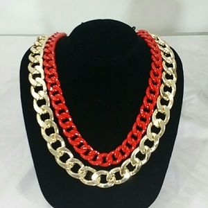 Jewelry | Nwt Fashion Chain Necklace Red And Gold | Poshmark