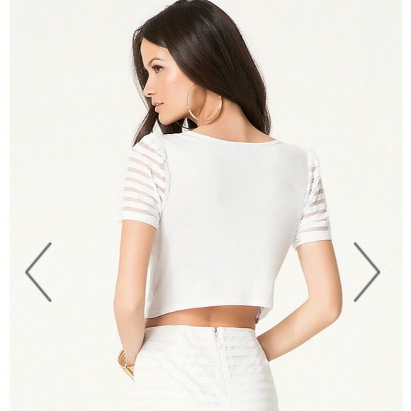 bebe | Tops | Price Dropwhite Mesh Bebe Crop Top | Poshmark
