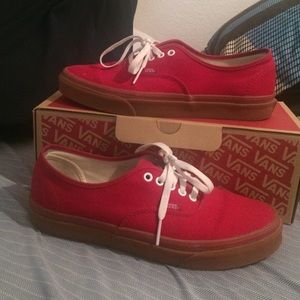 Vans | Shoes | Red With Gum Bottom Vans | Poshmark