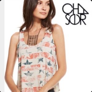 Chaser | Tops | Chaser Stars And Stripes Tank Top In Antique White ...