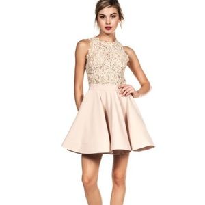 Dresses | New Beige Lace Embroidered Fit Flare Holiday Dress | Poshmark
