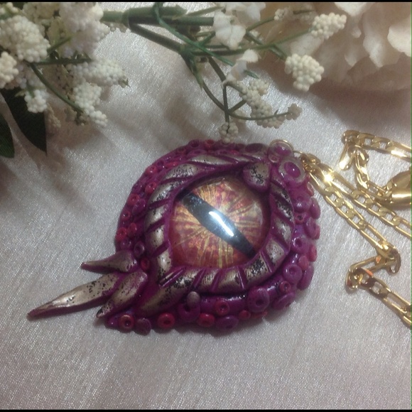 JewelryByShari | Jewelry | Handmade Polymer 8k Gold Dragons Eye Pendant ...