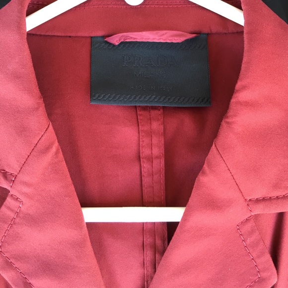 Prada | Jackets & Coats | Authentic Prada Burgundy Red Light Jacket ...