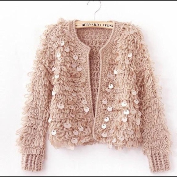 Sweaters | Light Pink Very Warm Sequined Knit Jacket | Poshmark