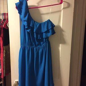 Francesca's Collections | Dresses | One Shoulder Blue Dress | Poshmark